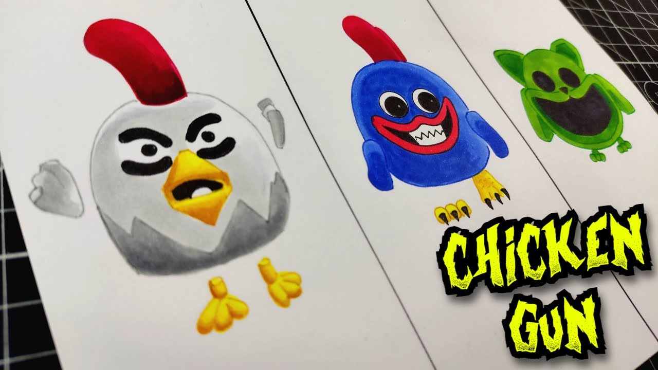 COMO DIBUJAR las NUEVAS SKINS de CHICKEN GUN ( HUGGY WUGGY, CATNAP ...