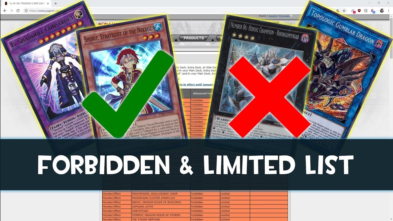 Yu-Gi-Oh! - TCG Forbidden & Limited List Update - January 2019 - YouTube