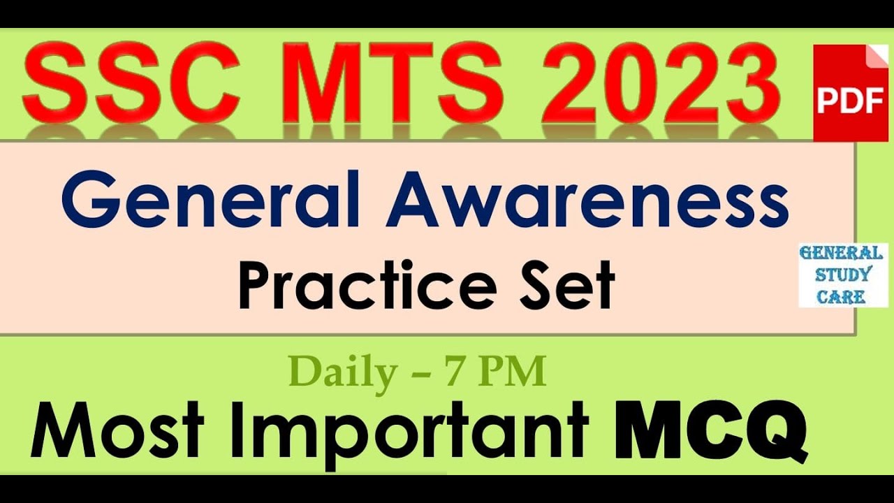 SSC MTS 2023 General Awareness Best MCQ Set-1 - YouTube