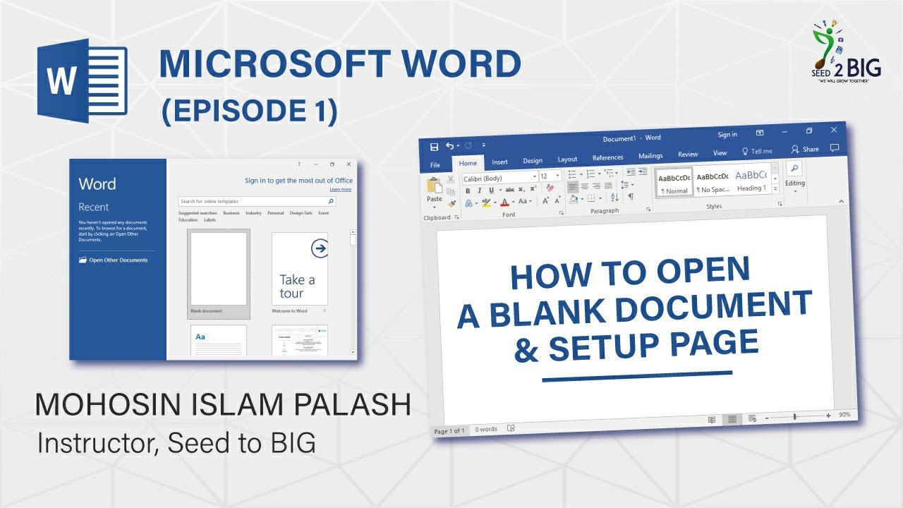 How to Open a Blank Document & Setup Page in MS Word || MS Word ...