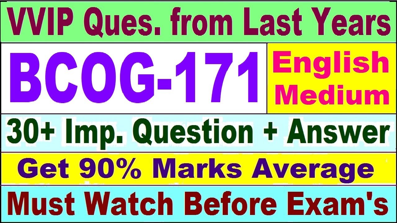 BCOG 171 Previous Year Question Paper in English | bcog 171 important ...