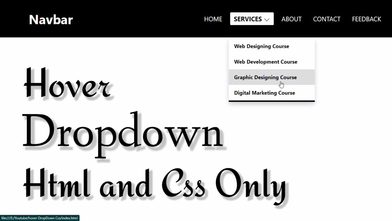 Hover Dropdown Navigation Bar Using Only Html And Css Youtube 7207