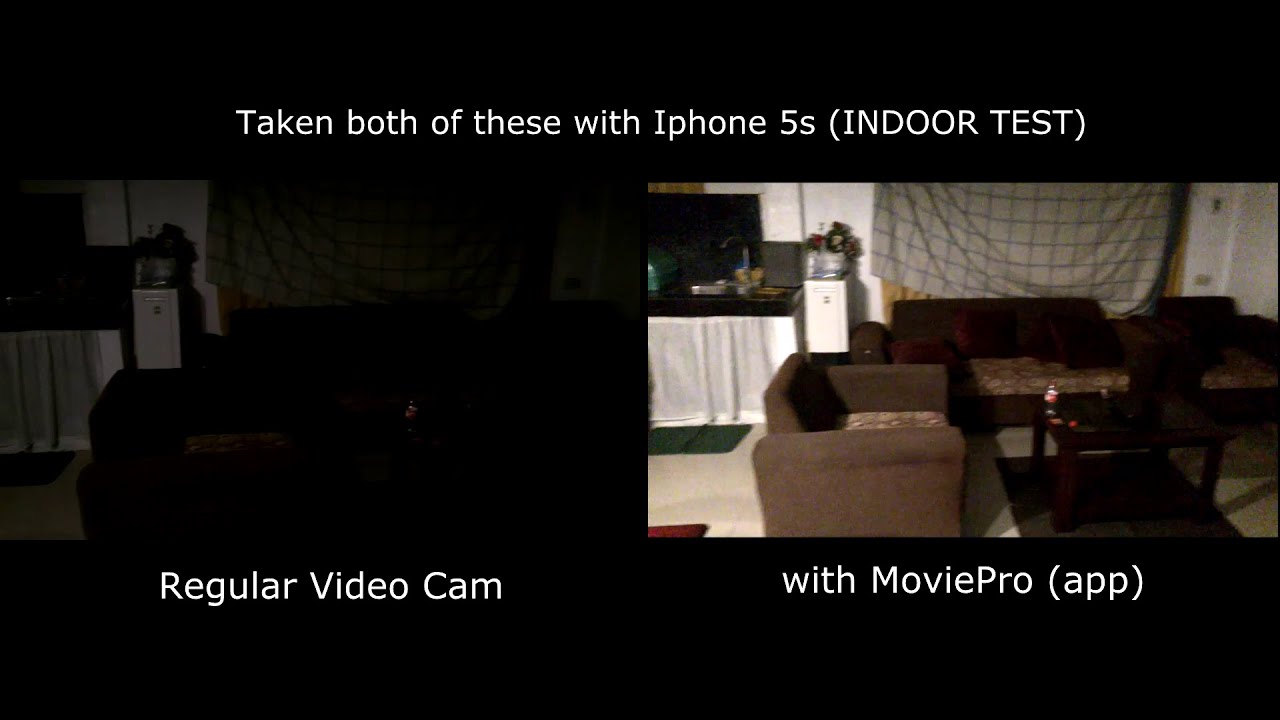 Iphone5s Regular Video Cam VS MoviePro app (Indoor test) - YouTube