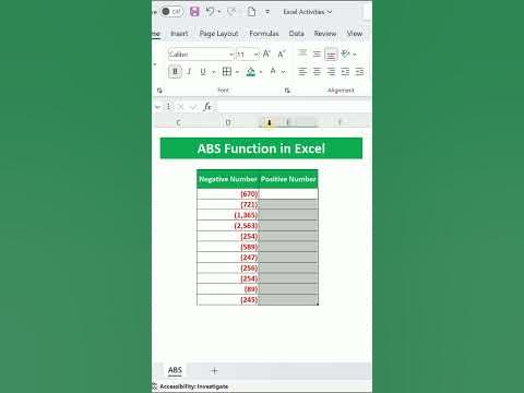 How to Get Absolute Value in Excel |#excel #absolute #ABS - YouTube