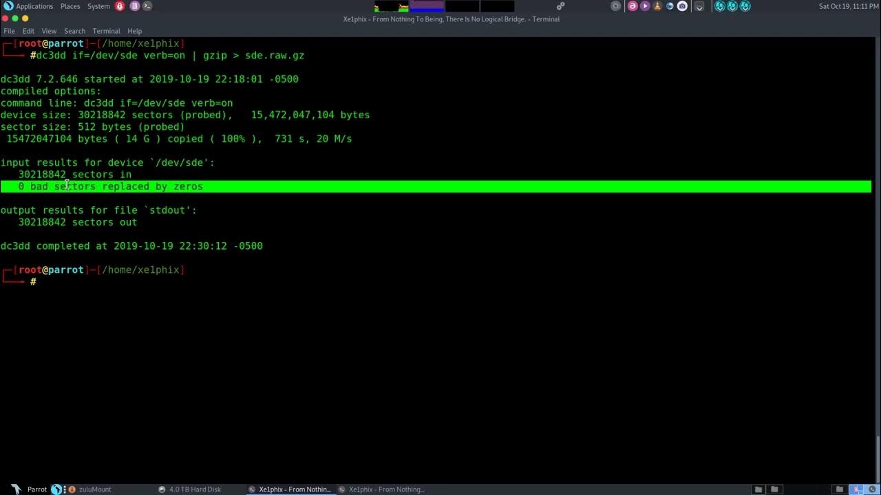 [DFIR] Creating A Compressed Gzip Archive - Forensic Image Acquisition - Using Dc3dd + Gzip ...