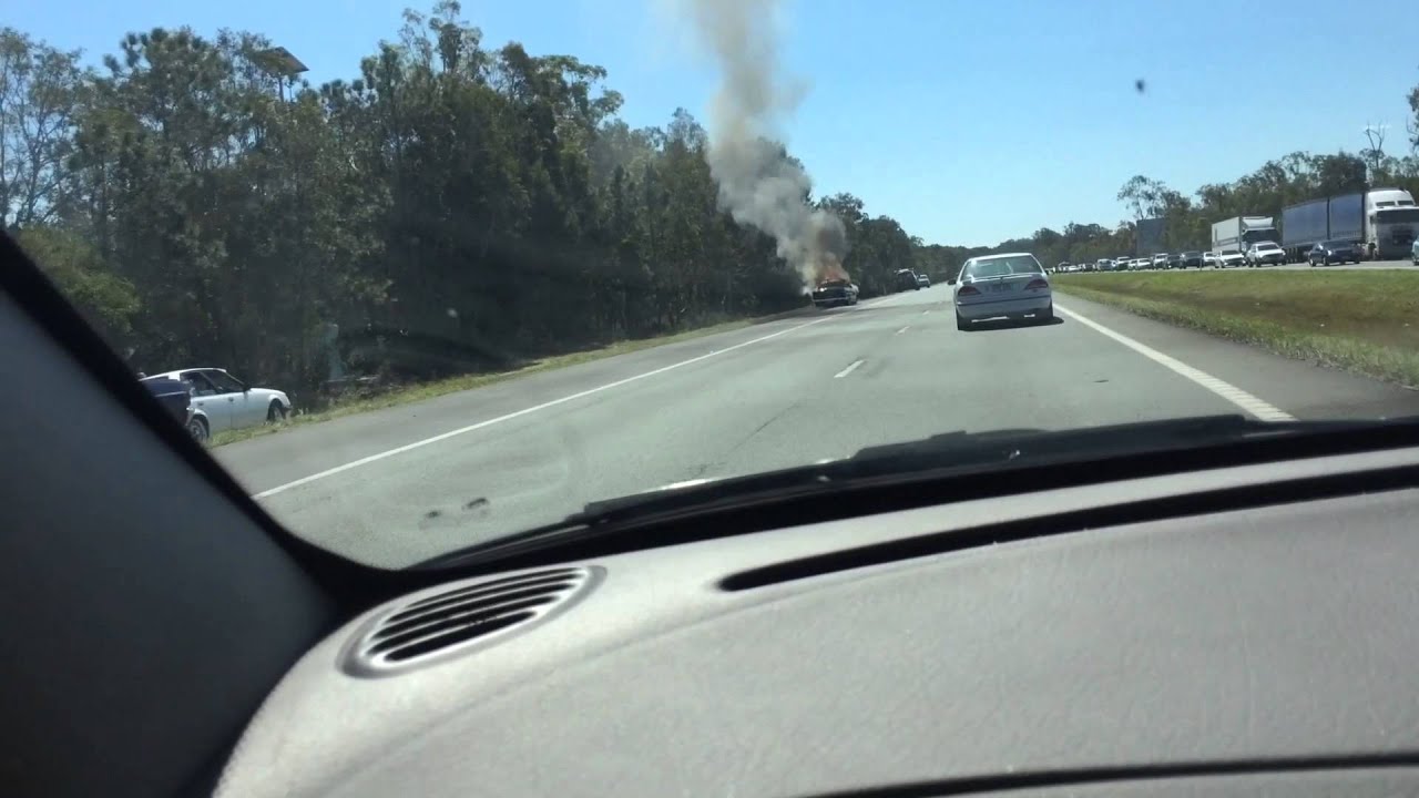 Classic 1955 Chevrolet catches fire on side the highway - YouTube