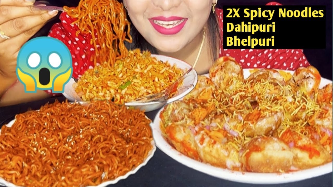 EATING DAHIPURI , 2X SUPER SPICY KOREAN NOODLES, BHUJA MIXTURE | INDIAN ...