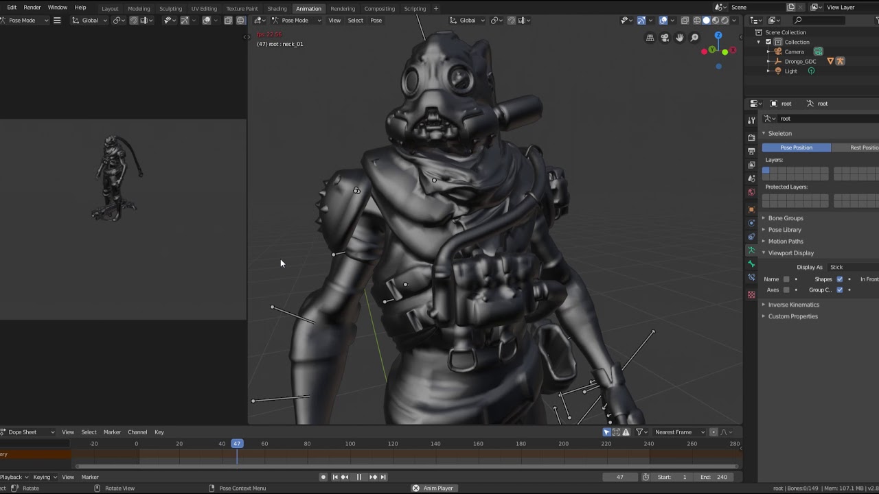 Blender 2nd attempt breathing/idle animation - YouTube