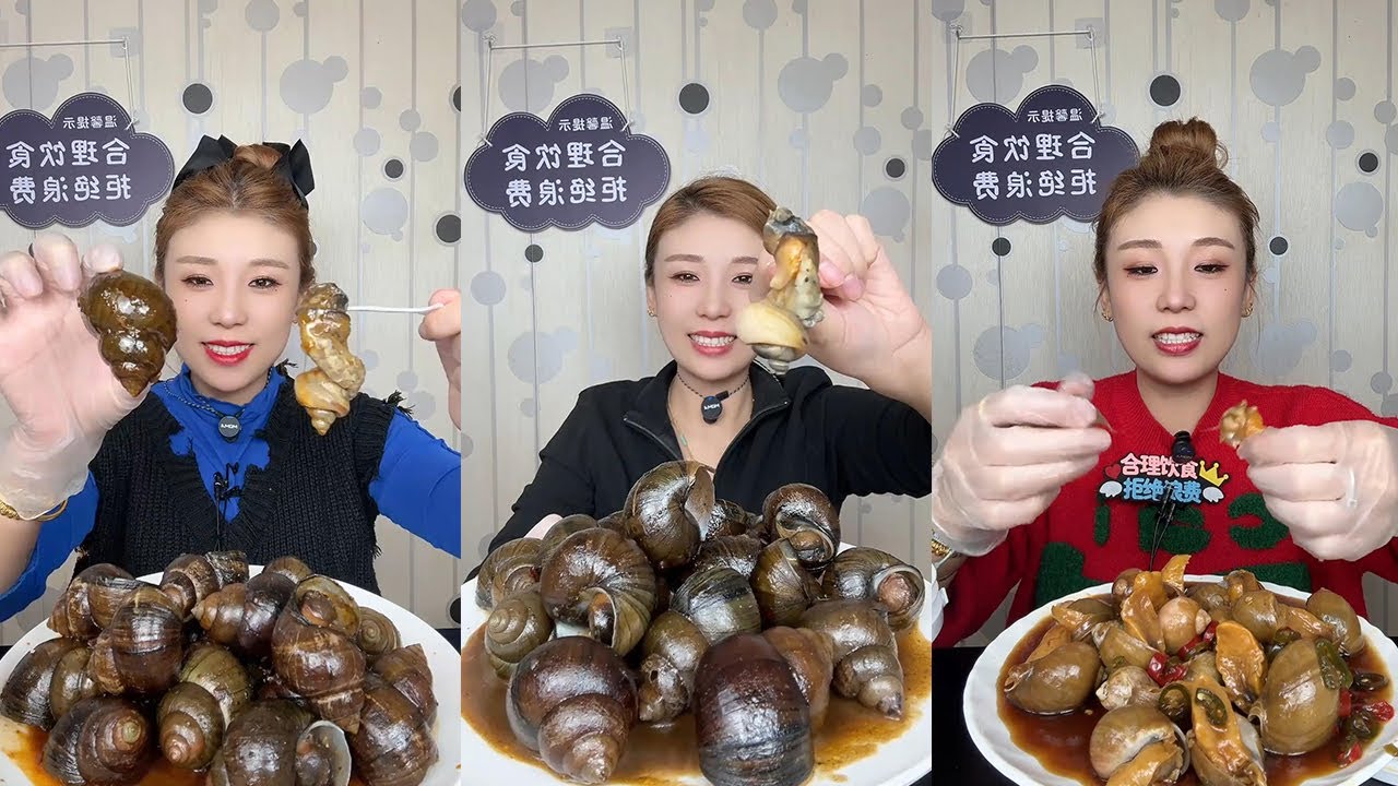 【Mukbang】Spicy field snails+pickled abalone snails🐚🌶🧄#Seafood#asmr# ...