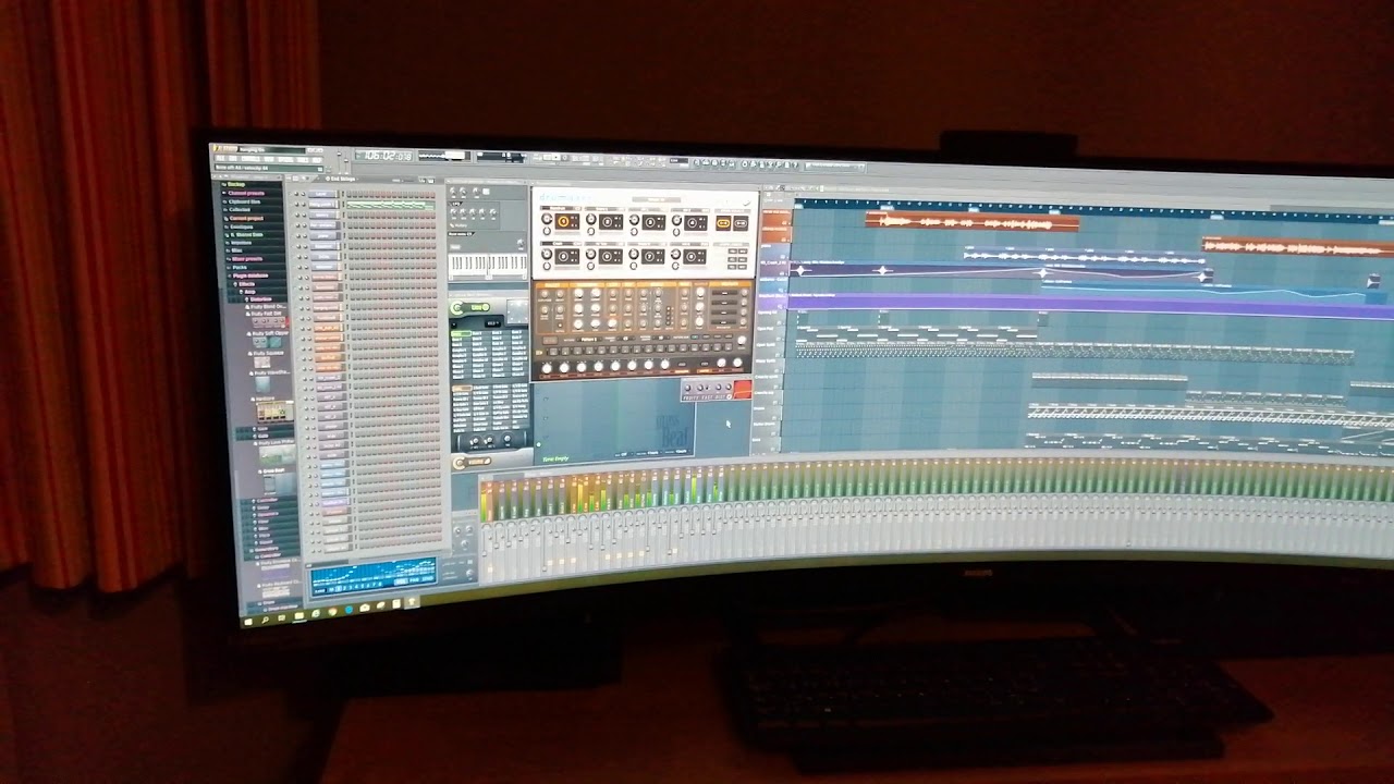 FL Studio with 49'' PHILIPS Monitor 499P9H ! - YouTube