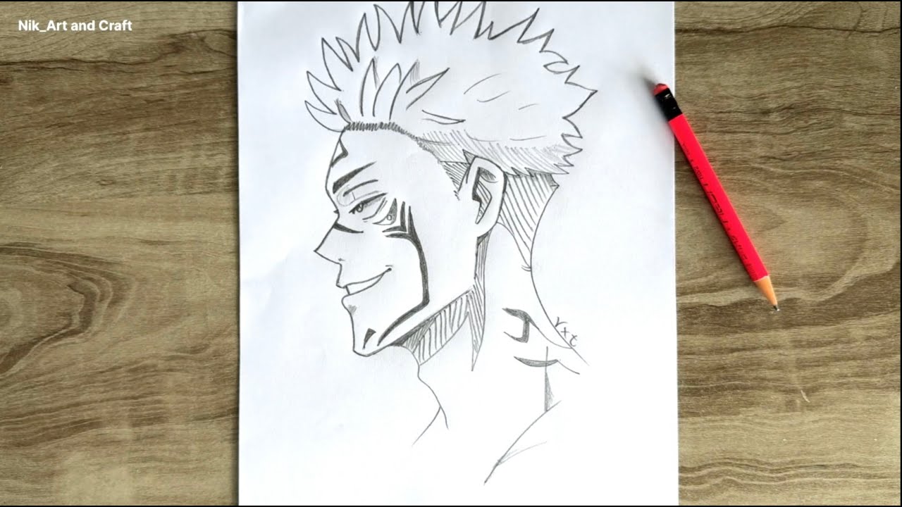 Sukuna Sketch Drawing | Jujutsu Kaisen Anime Pencil Art (Side Profile ...