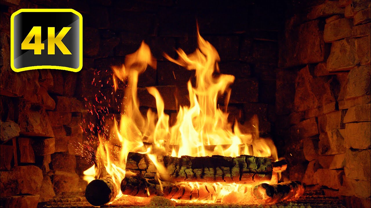 Virtual Fireplace 4K & Crackling Fire Sounds 🔥 Relaxing Fireplace with ...