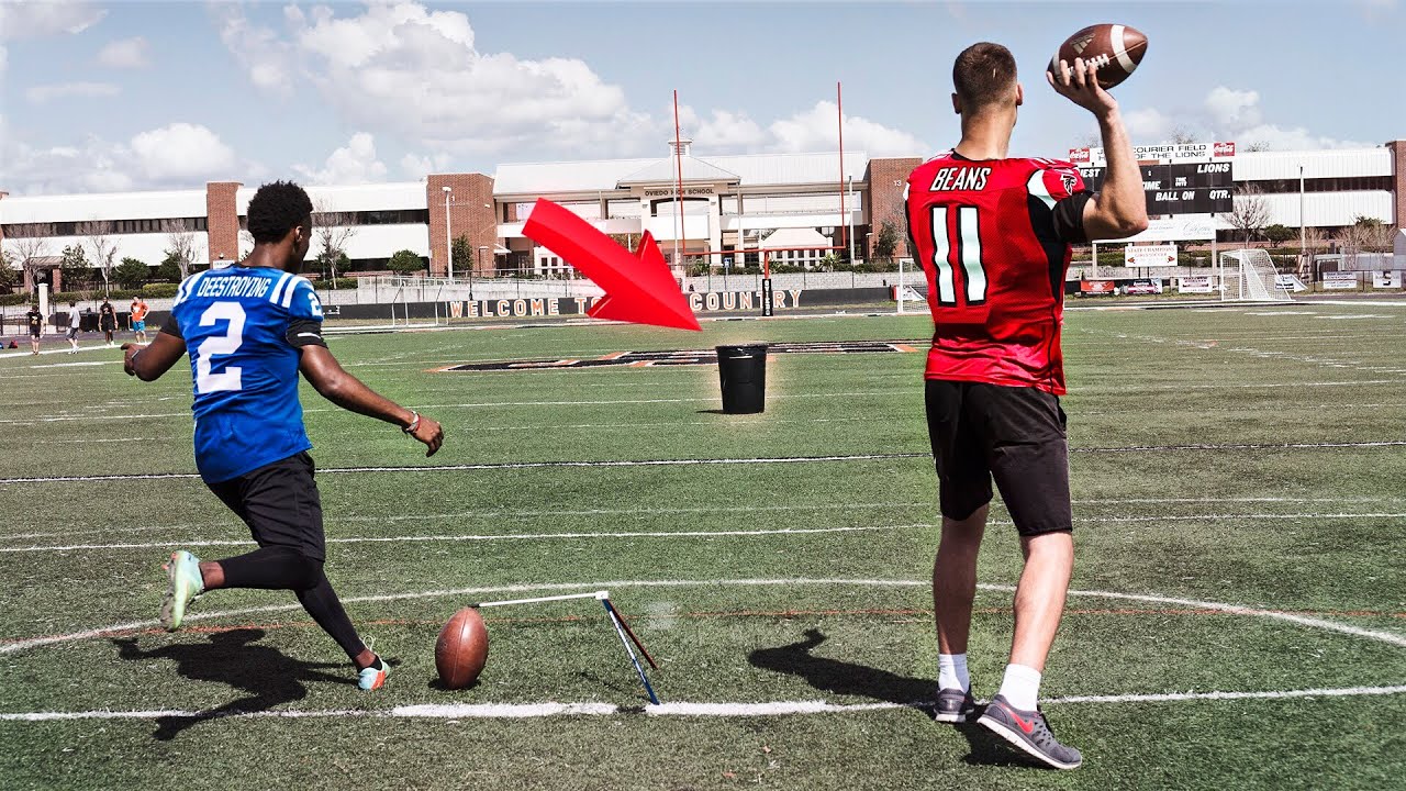 THE KICKER VS. QUARTERBACK CHALLENGE! - YouTube