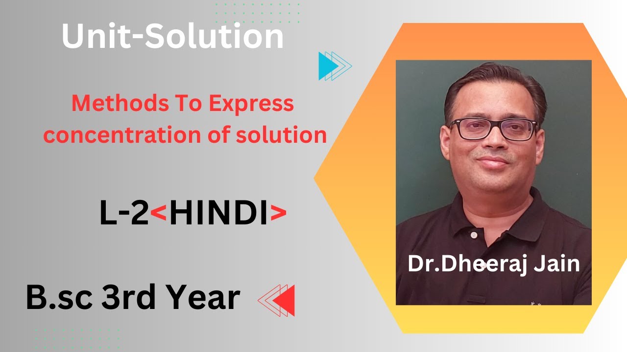 UNIT - SOLUTION METHODS TO EXPRESS CONCENTRATION OF SOLUTION - YouTube