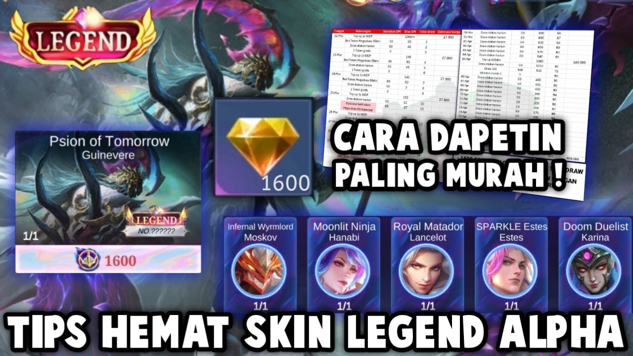 CARA DAPETIN SKIN LEGEND ALPHA PALING MURAH PAKE TIPS HEMAT DIAMOND ...