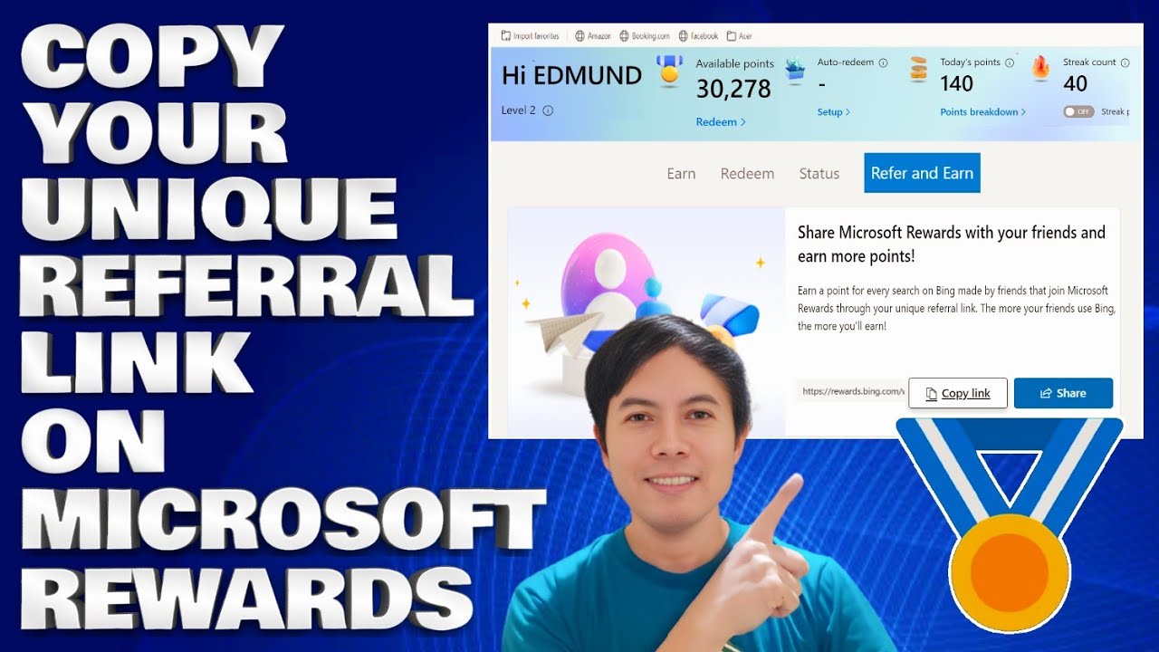 How To Copy Your Unique Referral Link on Microsoft Rewards | New Update ...