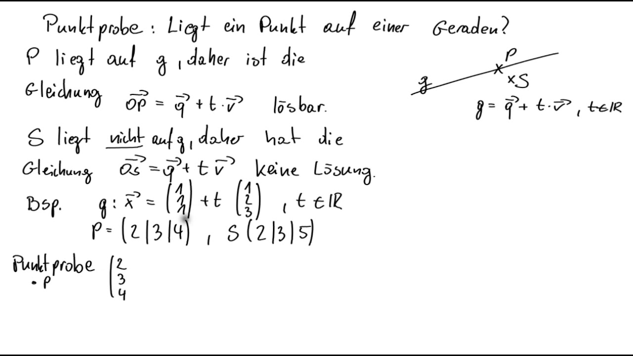 Lineare Algebra - Vorgerechnet: Punktprobe (Gerade) - YouTube