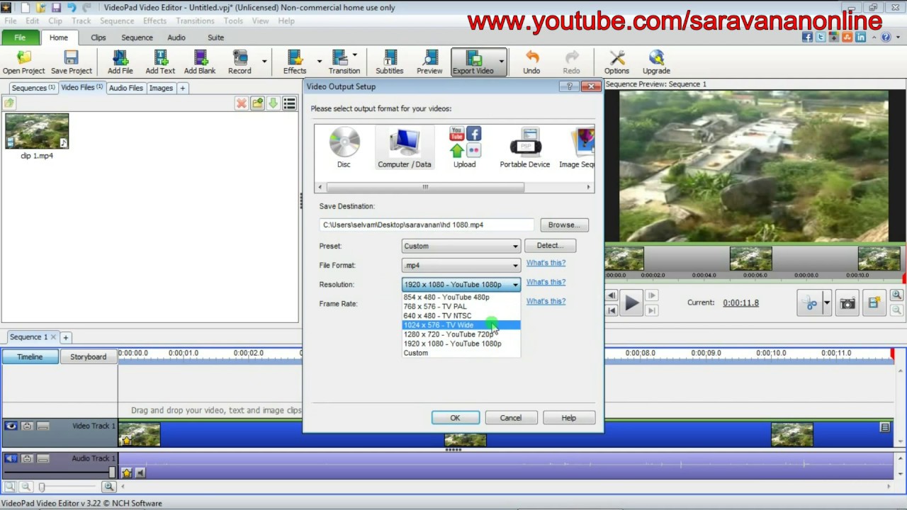 how to create a hd video using videopad video editor - YouTube