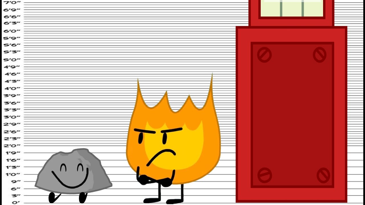 BFDI Character's Heights (2025 edition) - YouTube