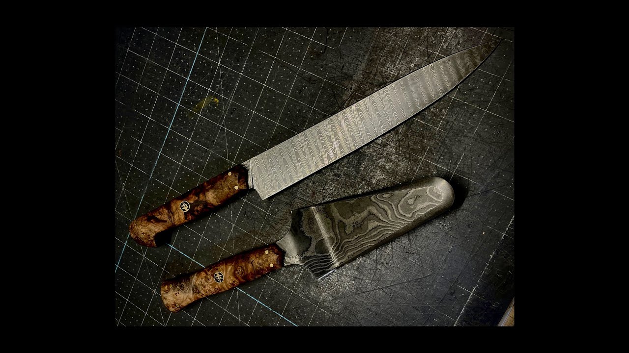 Making a Damascus wedding cake knife and spatula - YouTube