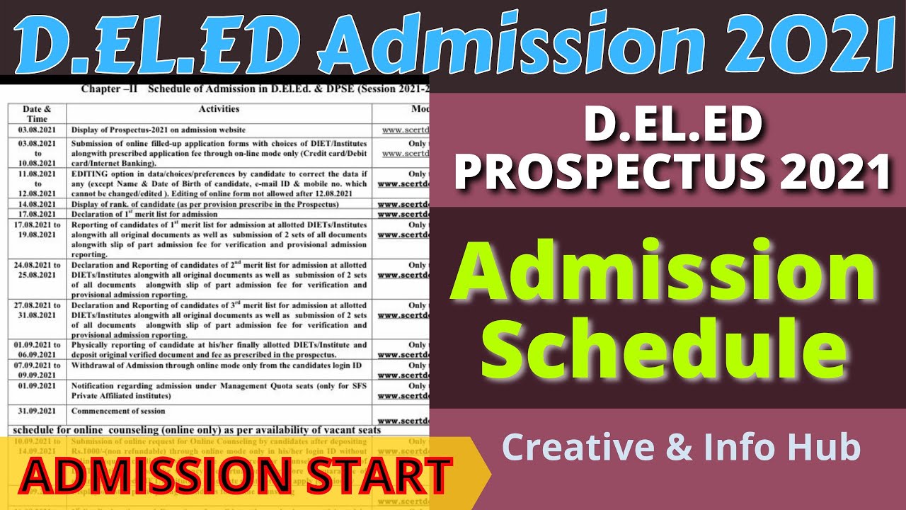 D.el.ed Prospectus 2021 || Admission Starts || D.el.ed Admission 2021 ...