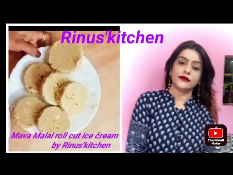 Mawa Malai roll cut ice cream by Rinus'kitchen 😋 - YouTube