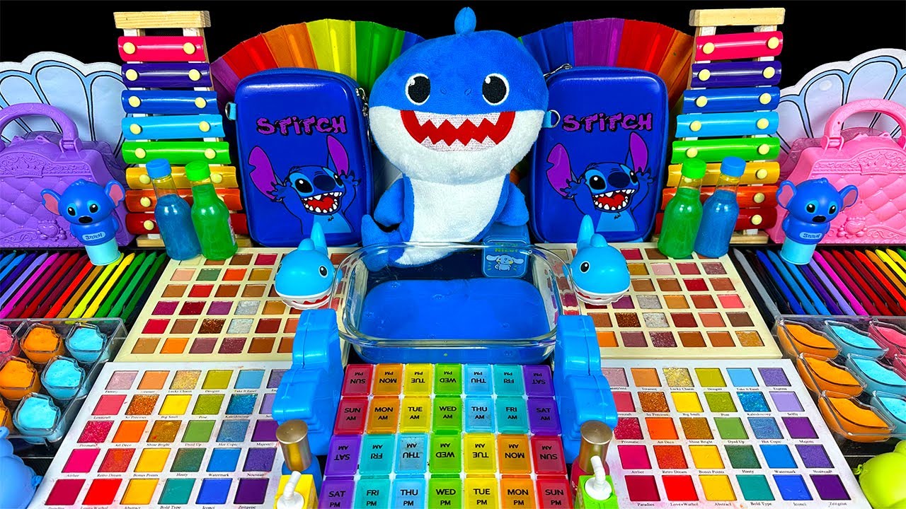 🌈 Mix " Baby Shark and Stitch " Makeup Eyeshadow, Glitter, Lipstick ...