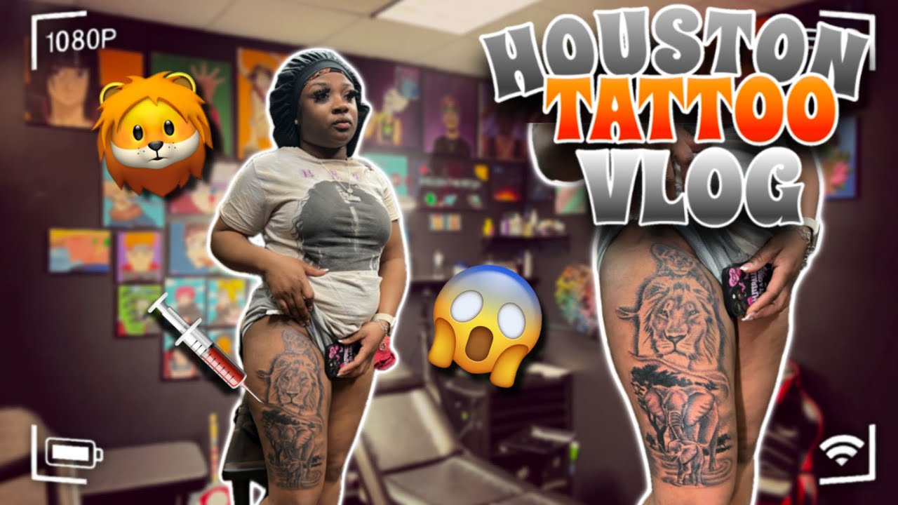 BIG THIGH TATTOO | HOUSTON TATTOO VLOG (FIRST VLOG) - YouTube