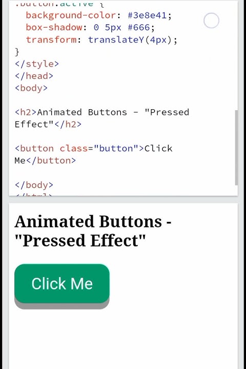 Add A Pressed Effect On Click Html Html5 Htmltutorial Javascript Programming Beginners
