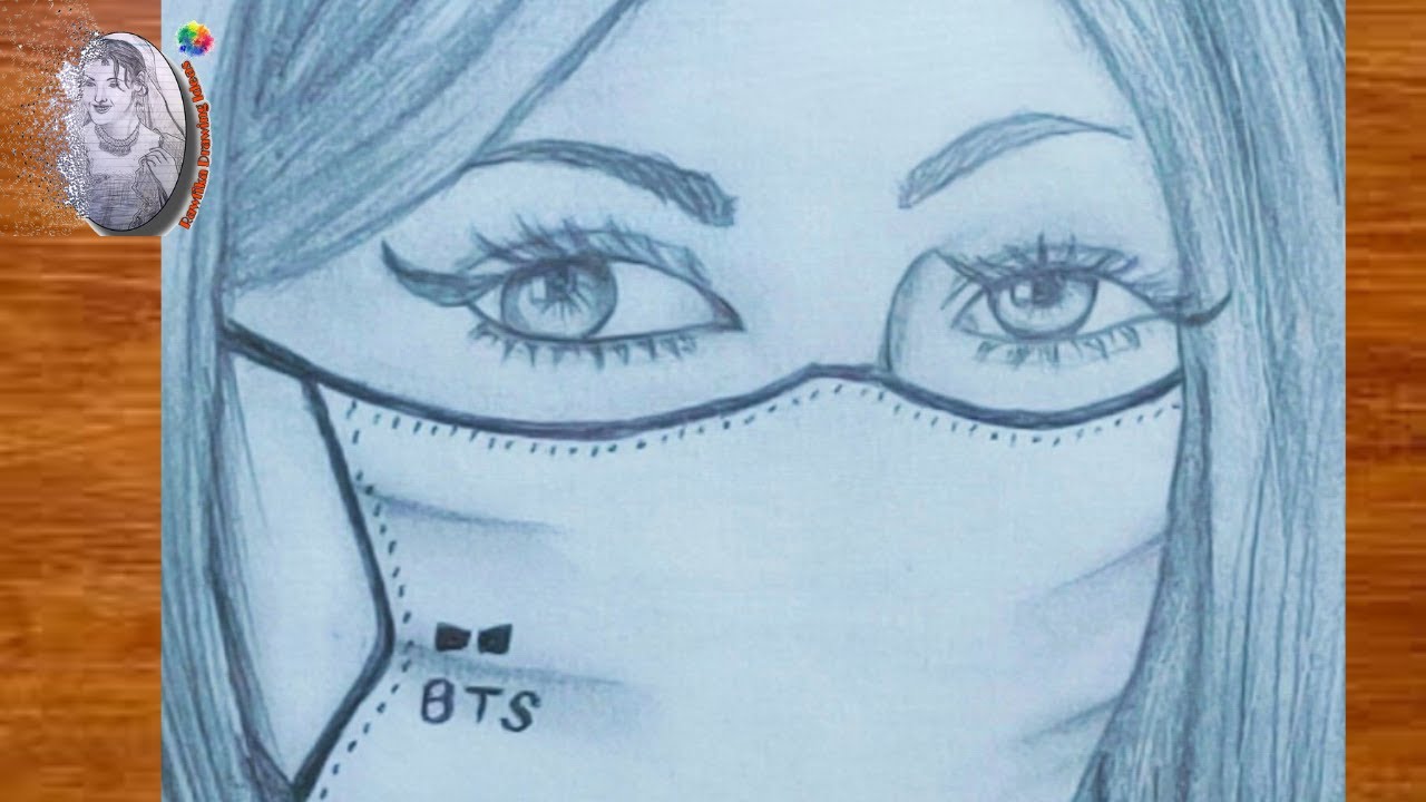 how to draw a girl with bts mask part 1// Drawing tutorial for ...
