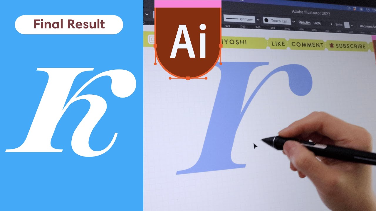 Drawing Vector Script Letters in Adobe Illustrator Wacom Cintiq Pro 24 ...