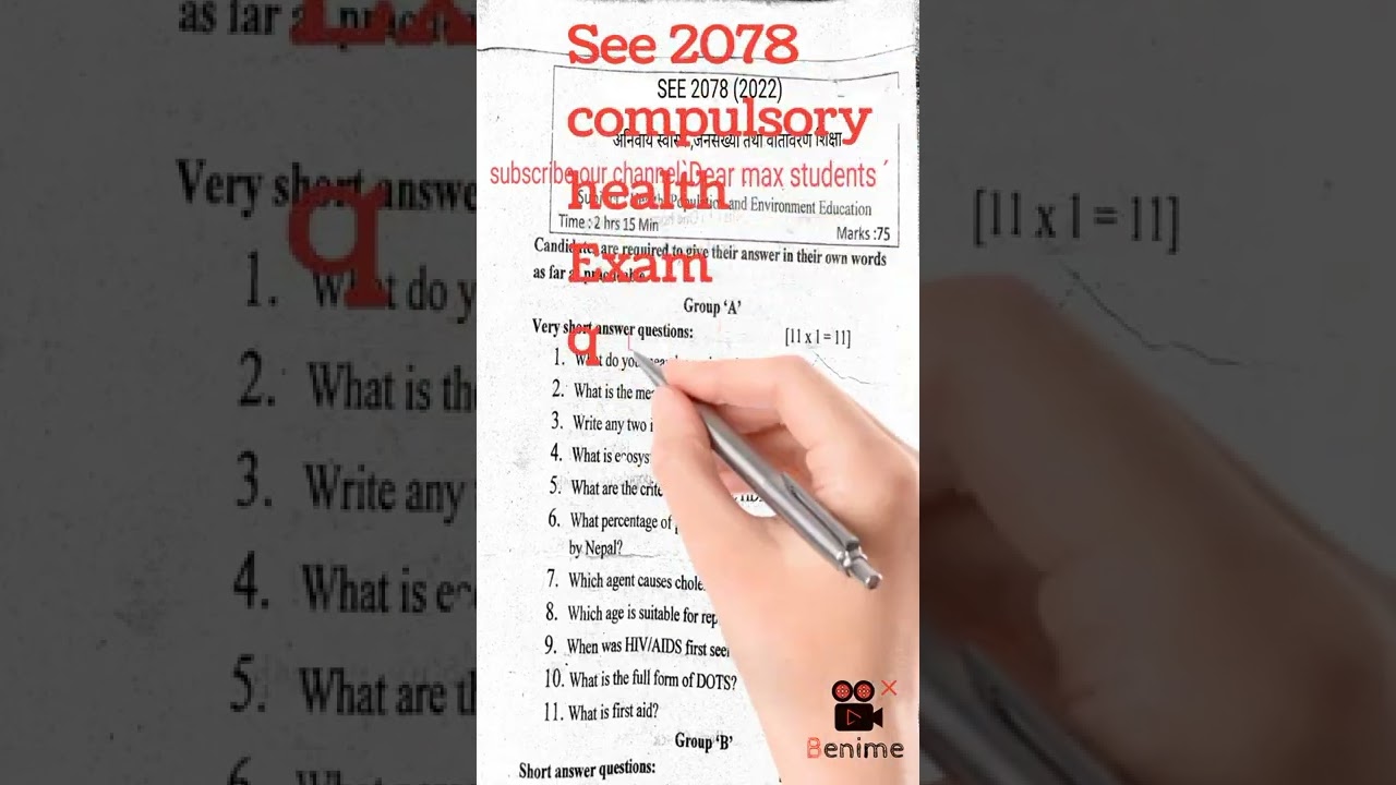 #class10 health exam question paper of see 2078 #seeexam2078 #paper ...