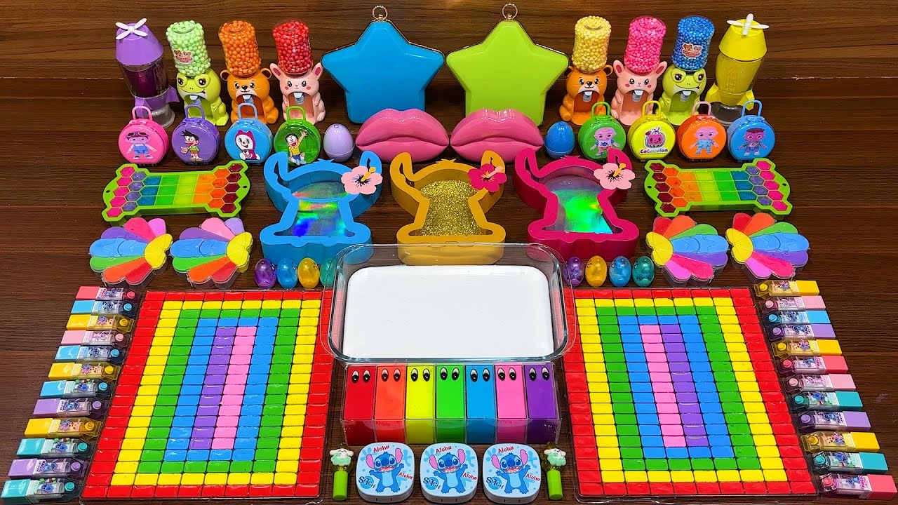 RAINBOW SLIME ! Mixing random into GLOSSY ! Relaxing Slime Video #245 ...