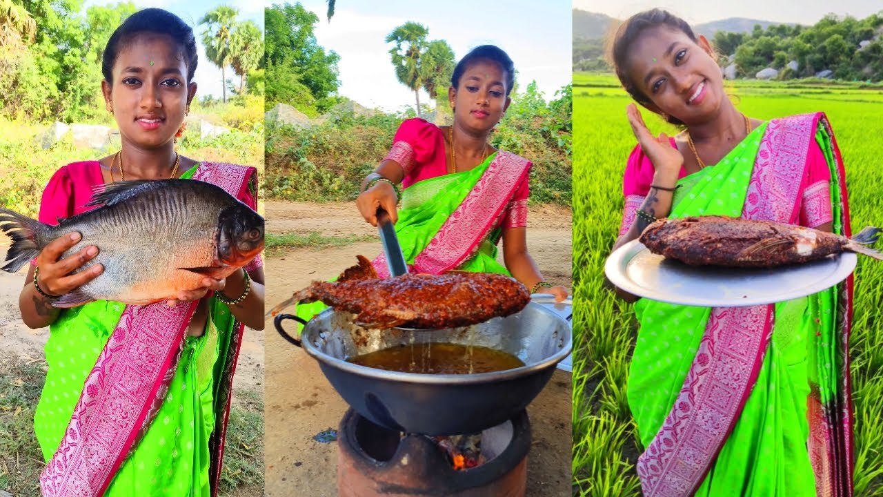 Red Pomfret Fish Oil Fry Full Video #villagemonichannel - YouTube