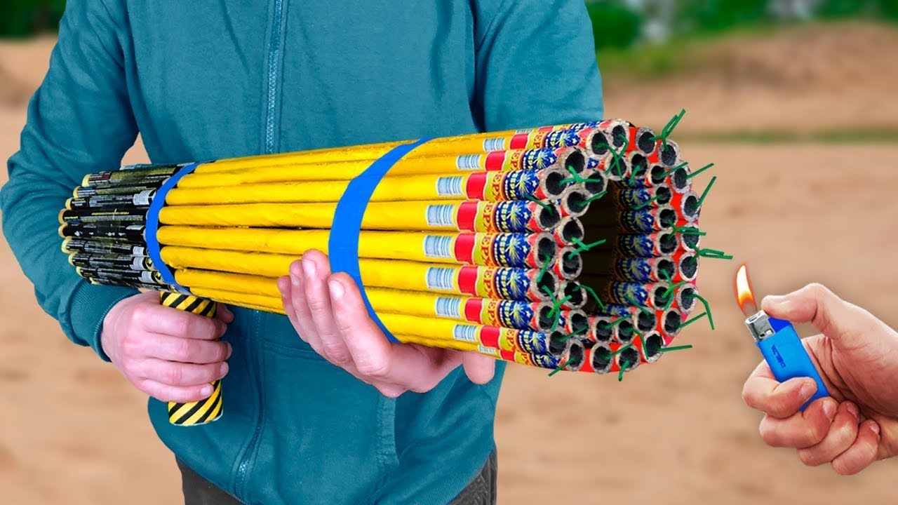 実験：1000花火銃 - YouTube