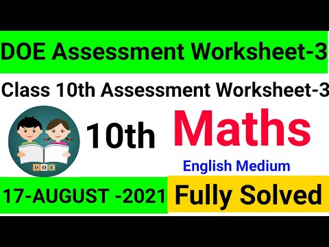 Maths Assessment Worksheet 3 Class 10 | Assessment Worksheet 3 Class 10 ...
