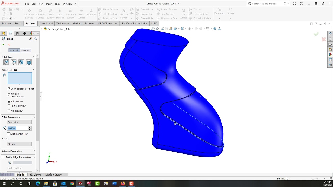 Offset and Ruled Surface Completed - YouTube