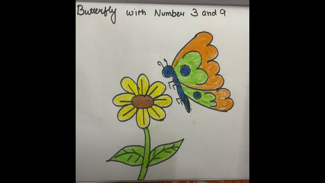 How to draw Butterfly with numbers 3 and 9 | Step by Step Butterfly ...