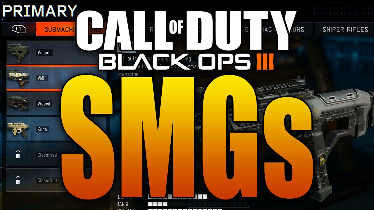 SMGs in Black Ops 3: Vesper, VMP, Weevil, Kuda (COD BO3 Submachine Guns ...
