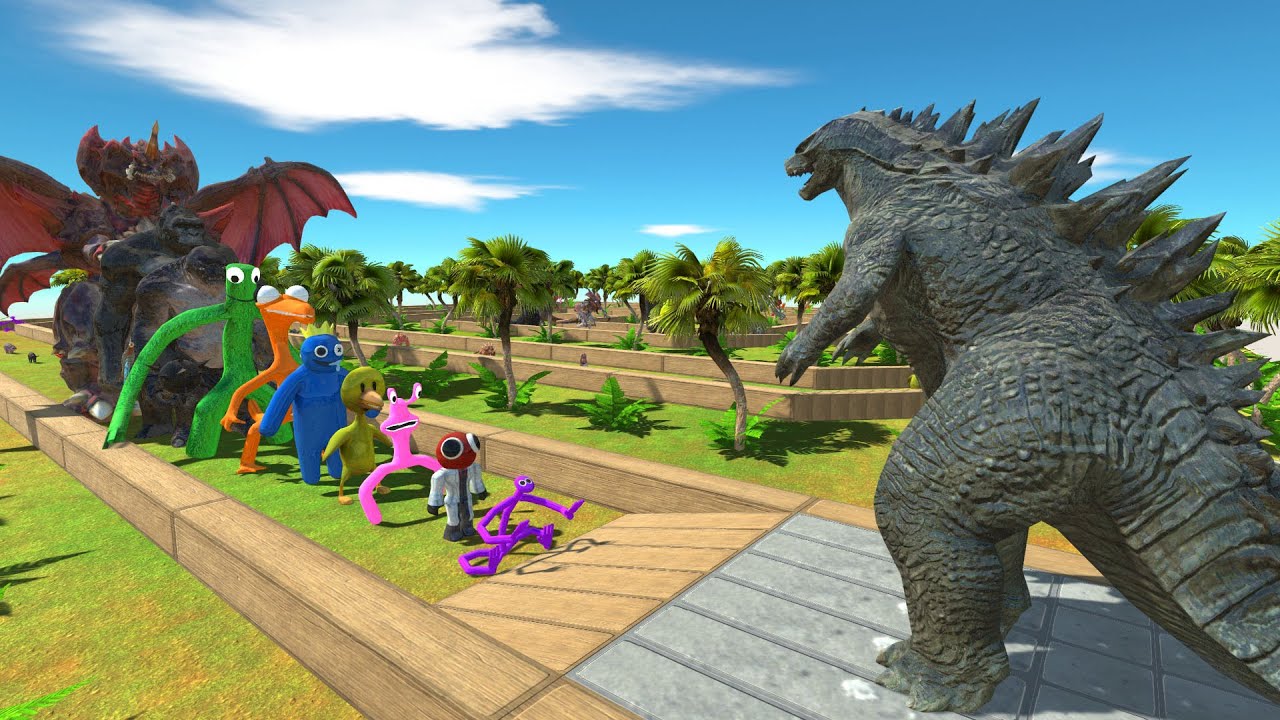 Godzilla Classic vs Rainbow Friends GREEN ISLAND DEATH RUN - Animal ...