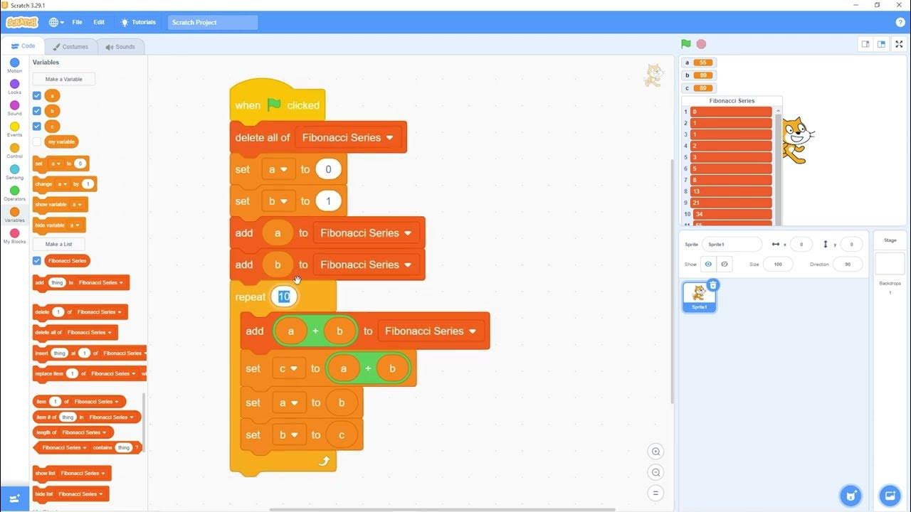Magic of Fibonacci Series in Scratch - YouTube