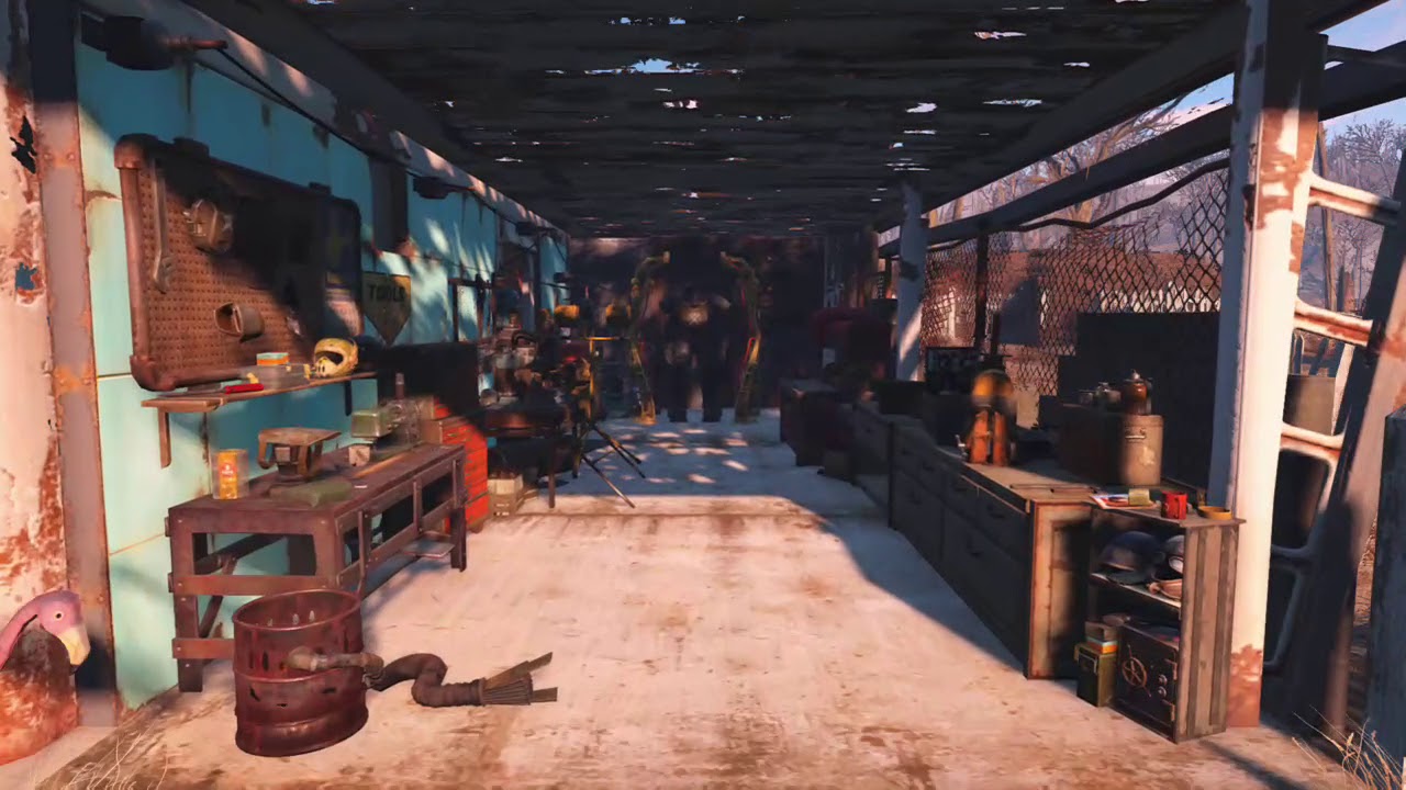 Fallout 4 Sanctuary Garage build (modded) - YouTube
