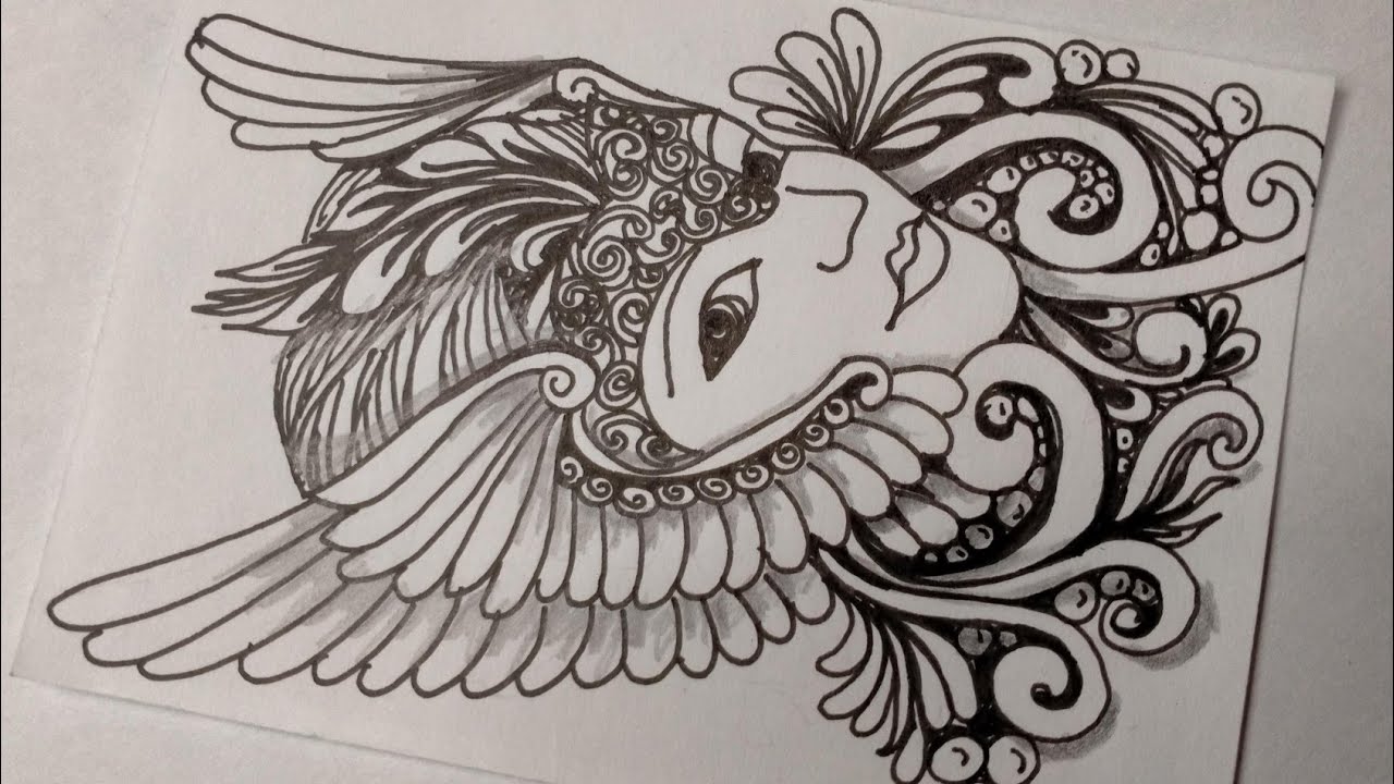 Zentangle Doodle Art Inspire// How to draw Wing crown Queen/drawing ...