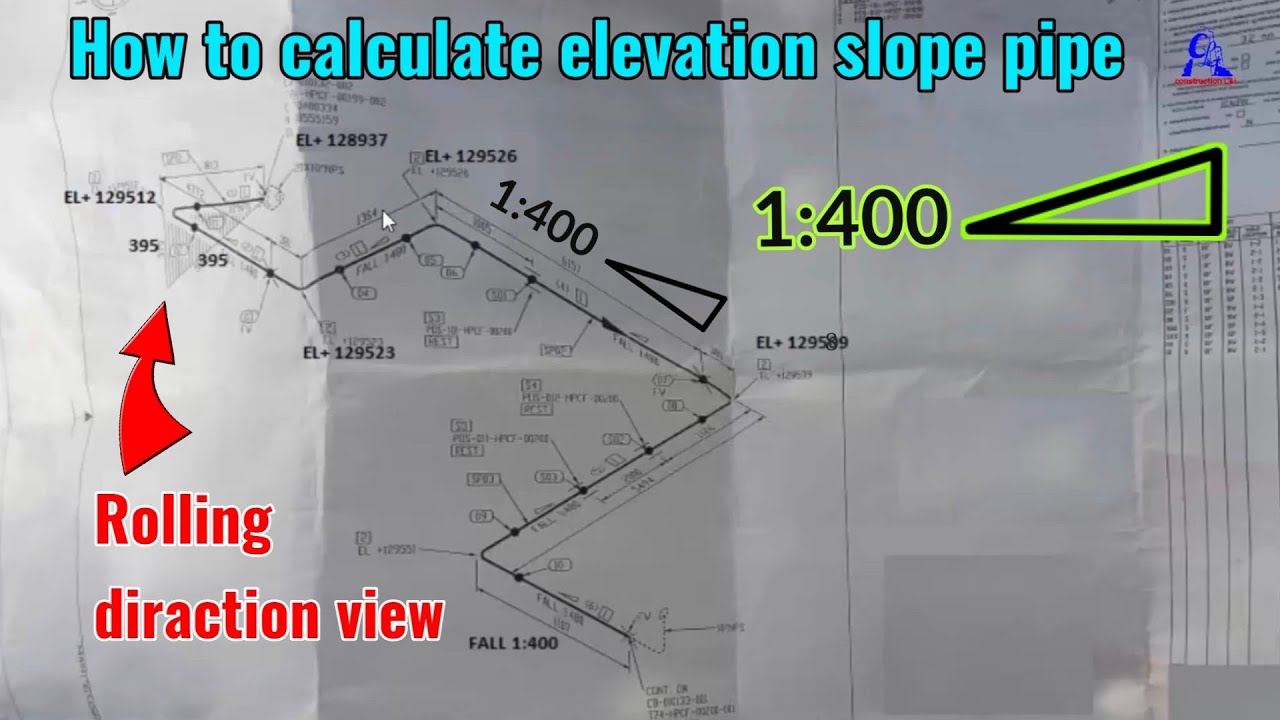 How to calculate slope pipe elevation | How to view diraction isometric ...