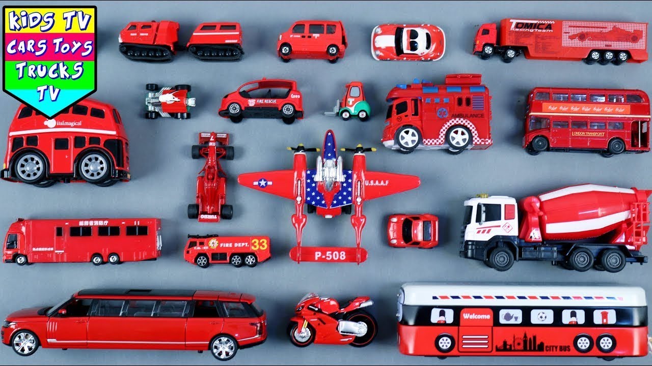 Learn Red Colors with Vehicles for Kids - YouTube