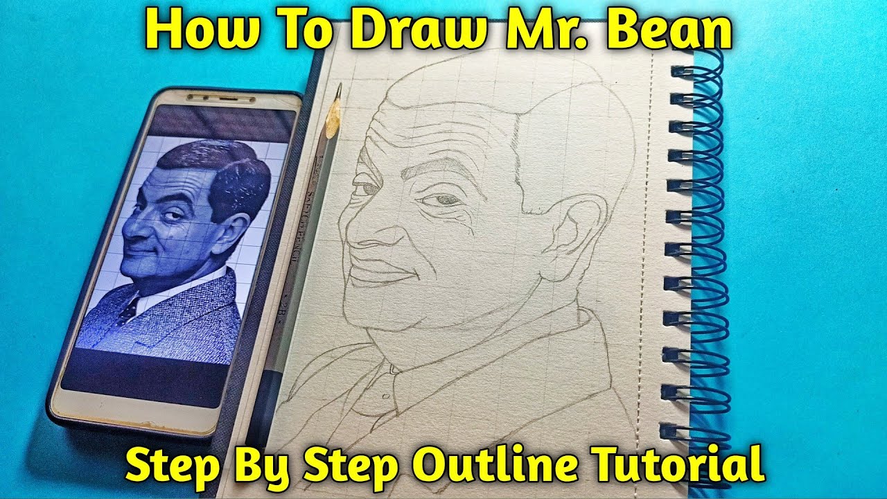 How To Draw Mr.Bean Step By Step 🔥 / Outline Tutorial #viral #trending ...