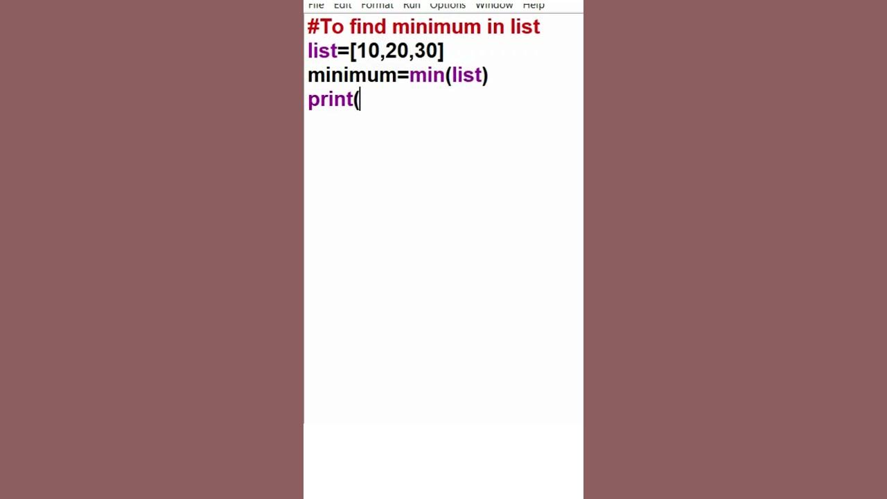 How To Find Minimum Number In List In Python Using Min Function