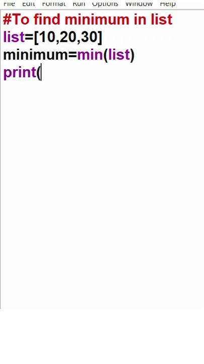 How To Find Minimum Number In List In Python Using Min Function