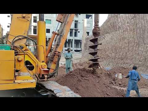 Deep foundation pile bore Hole drilling Augar machine working # ...