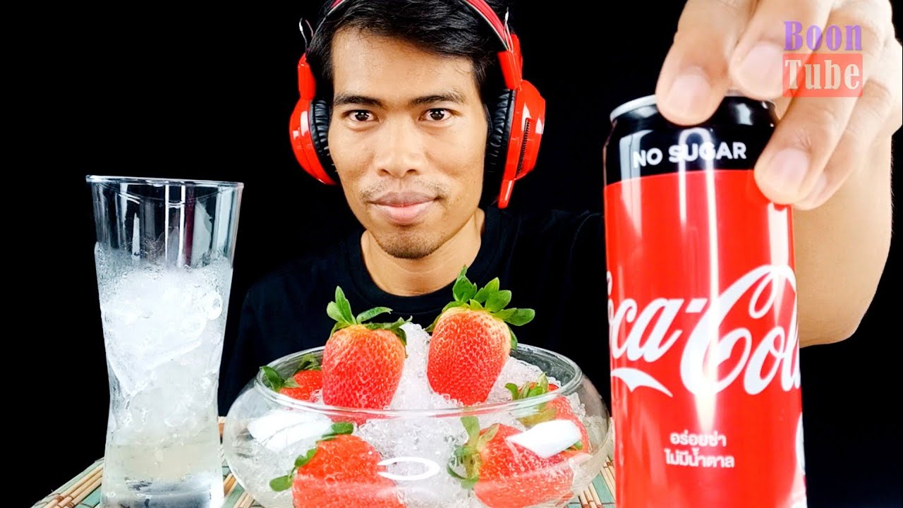 ASMR Drinking Coke Coca Cola -BIG Strawberry -Shaved Ice - Extreme ...